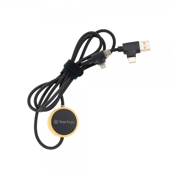 Długi drewniany kabel 4w1 z podświetlanym logo - Drukarnia naklejek ...